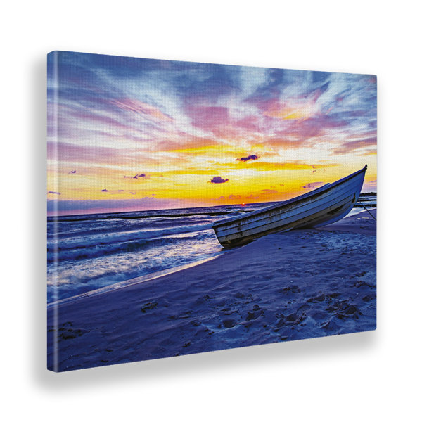 Longshore Tides Kunstdruck Sonnenuntergang mit Boot am Meer von Giallobus | Wayfair.de